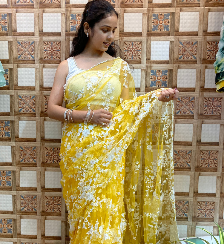 Maha Rani Chikankari Saree – ANKUR