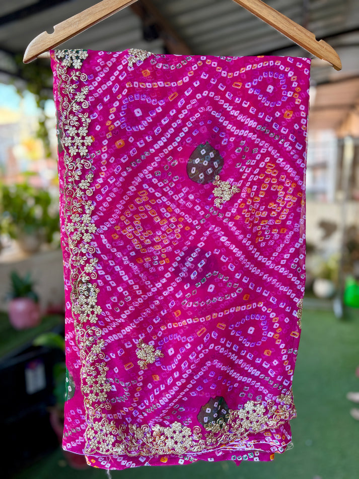 Rani bhandani with Cut work Zari Border – ANKUR